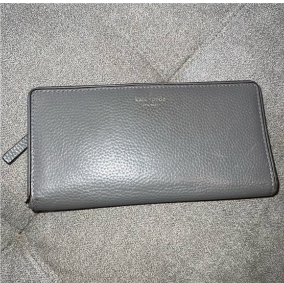 kate spade | Bags | Kate Spade Pebbled Leather Gray Wallet | Poshmark